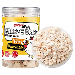 Loves4Pets Freeze Dried Chicken Cube Cat & Dog Treats 200g (7oz)– Grain-Free, Healthy, High Protein Training Food – Also Great for Small Animals Aquatic Turtle Food