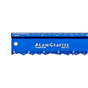 Alumicolor AlumiCrafter Straight Edge Metal Ruler with Unique Deckle Edge, Blue, 12 Inch