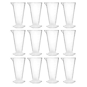 EISCO 12PK Conical Measures, 125ml - Polypropylene Plastic, Translucent - Pouring Spout - 5ml Raised Graduations - Hexagonal Base