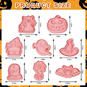 Tuxxzis 8 Pcs Halloween Cookie Cutters Set, 3D Pumpkin, Spooky Cat, Spider, Bat, Witch Hat, Ghost, Tombstone, Horror Castle Cookie Cutters for Party Baking Decoration