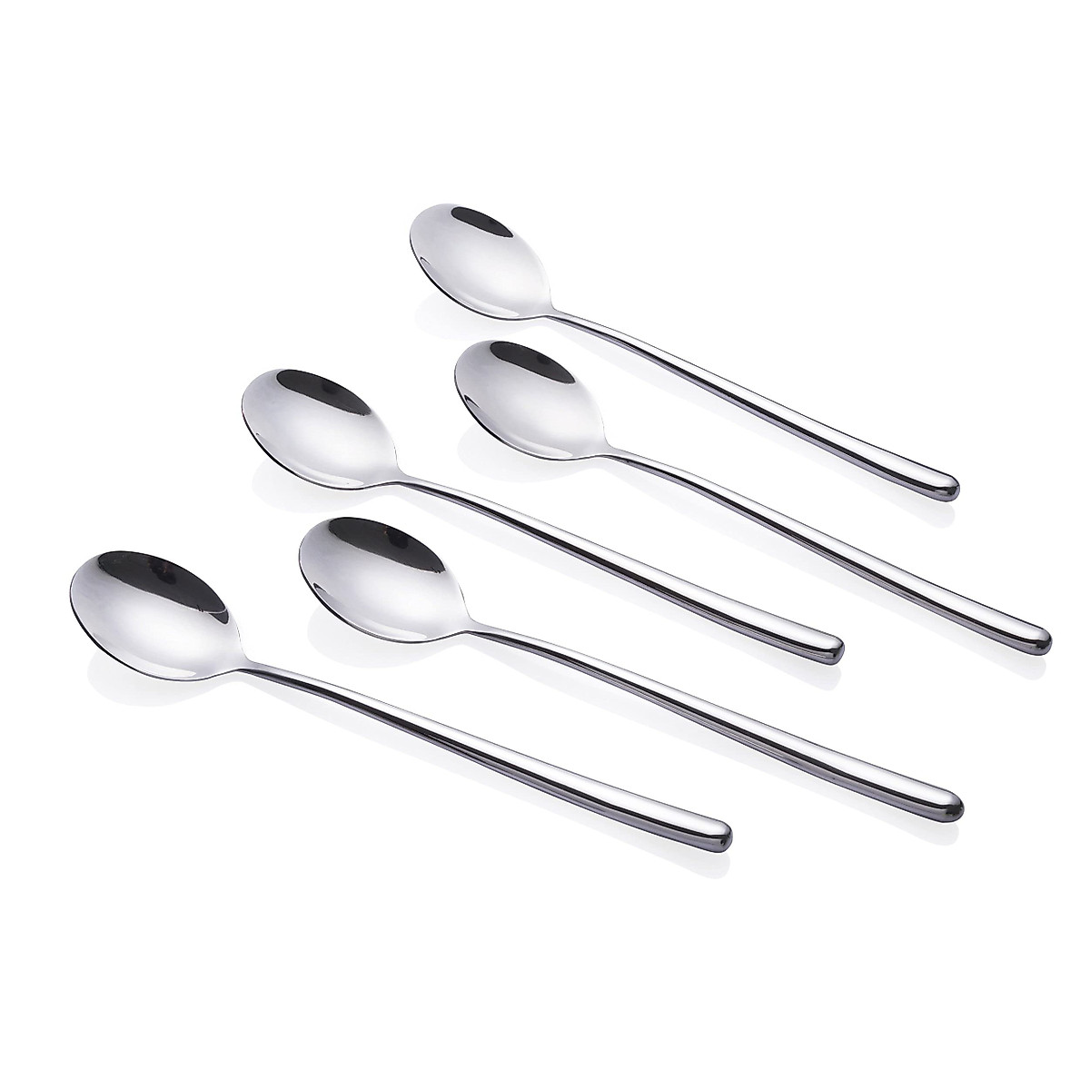 Korean Spoon,Stainless Steel Long Handle Soup Spoons,Long Tablespoon,Coffee Spoon,Silver,Pack of 5 (8.7x1.6 inches)