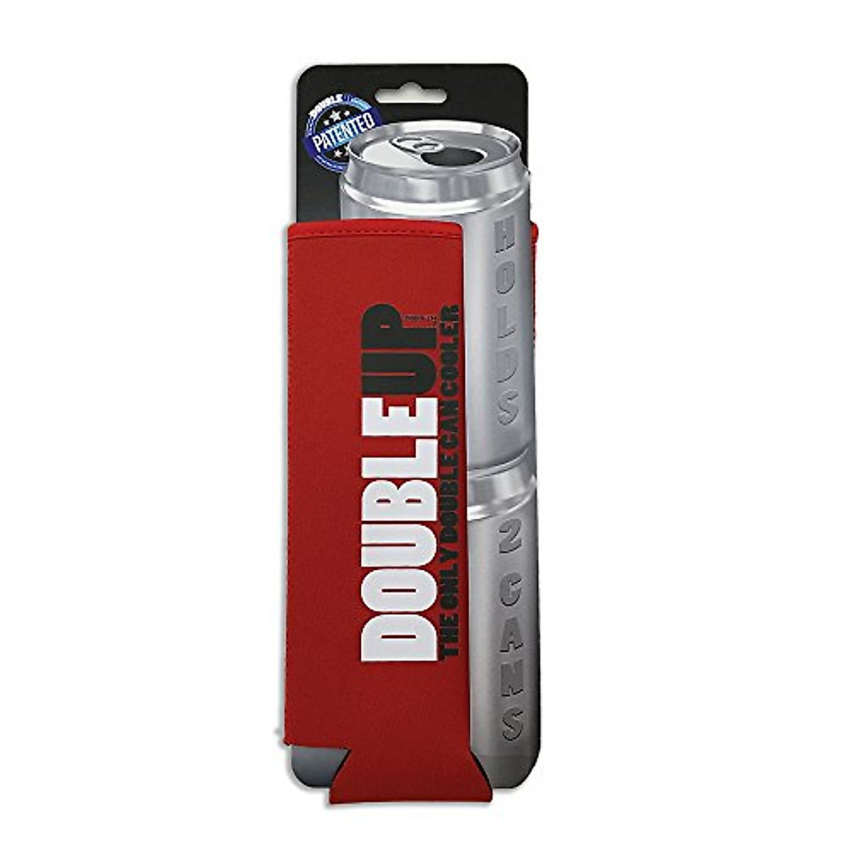 DoubleUp, Double Can Cooler (Red) – The Can Cooler that Holds Two Cans – Perfectly Fits Two 12oz or Two 16oz Cans in this Double Can Coolie.