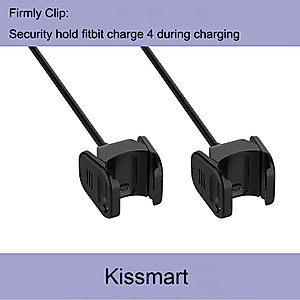 Kissmart Charger for Fitbit Charge 4/Charge 3, Charging Cable Cord for Fitbit Charge 4/3 Smart Wristband (2Pack, 1.8ft & 3.3ft)