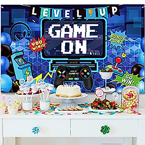 Video Game Party Decoration Video Gaming Photo Backdrop Background Birthday Photo Banner Gamer Room Decor for Game Fans Video Gamer Party Decoration Supplies, 70.9 x 43.3 Inch
