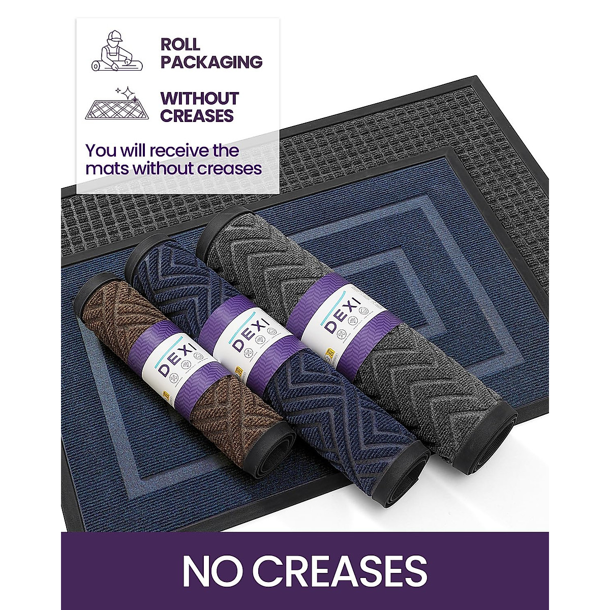 DEXI Door Mat Heavy Duty Outdoor Indoor Doormat, Stain and Fade Resistant, Non Slip Front Door Mats, Patio Entryway Floor Mat, 17"x29", Checkered Black