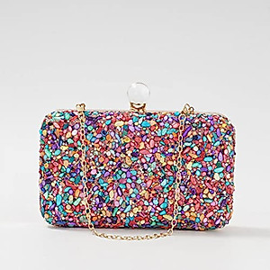 PU Leather Rhinestone Purse For Women, Evening Handbags Clutch Purses For Women Wedding and Party (Multi-colored)