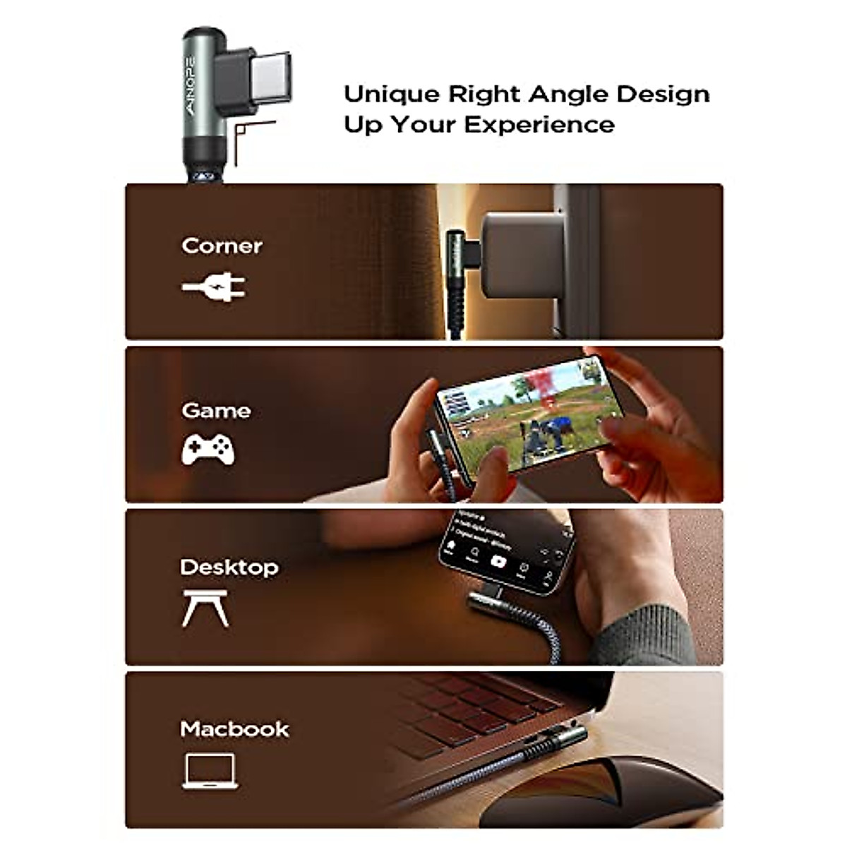 USB C to USB C Cable 60W 2-Pack 6.6ft AINOPE Type C to Type C Cable Fast Charging Cable Charger Right Angle Compatible With Samsung S23 S22 S21 Note 20 Ultra, iPad Pro 12.9 Air Mini Macbook Air, Pixel