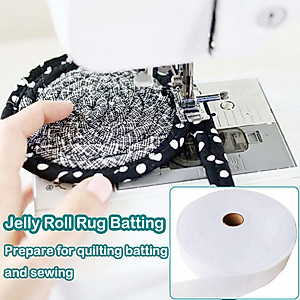 2 Roll Jelly Roll Batting Strip 2 1/4 Inch Cotton Blend Fleece Batting On A Roll Total 70 Yards for Jelly Roll Rugs,Throw Rugs,Braided Rug