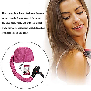 Bonnet Hood Hair Dryer Attachment, Adjustable Hooded Bonnet, Soft Hair Salon Heat Cap with Extended Hose for Hand Held Hair Dryer, Mask Cap for Drying Styling Curling Deep Conditioning, Pink