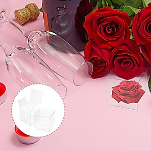 Cabilock 50Pcs Clear Favor Boxes PVC Plastic Packing Box Transparent Gift Box Macaron Candy Cube Boxes for Wedding Party (5x5x5cm)