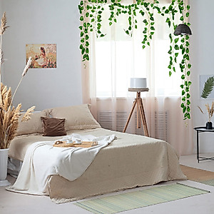 CQURE 14 Pack 98Ft Artificial Ivy Garland, Fake Vines UV Resistant Greenery Leaves Fake Plants Hanging Aesthetic Vines for Home Bedroom Party Garden Wall Room Decor