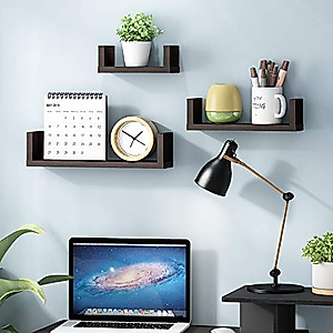 FURINNO Indo Wall Mounted Floating Shelves, Espresso