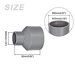 METALLIXITY Duct Reducer, (2-1/2 to 1 -1/4 Inch), PVC Pipe Increaser DWV Reducing Coupling - for Water Supplies Build, DIY, Garden Shelf Greenhouse, Gray