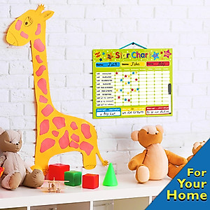Magnetic Reward / Star / Responsibility / Behavior Chart for up to 3 Children. Rigid board 16" x 13" (40 x 32cm) with hanging loop