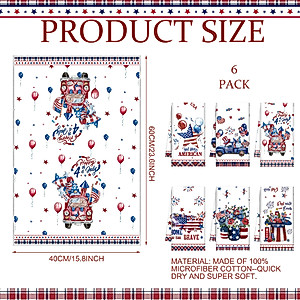 Tudomro Set of 6 4th of July Patriotic Kitchen Towels American Flag Stars Dish Towels Beach Cloth Tea Towel Red Blue Star Tea Towels, Housewarming Gift (Simple, Patriotic)