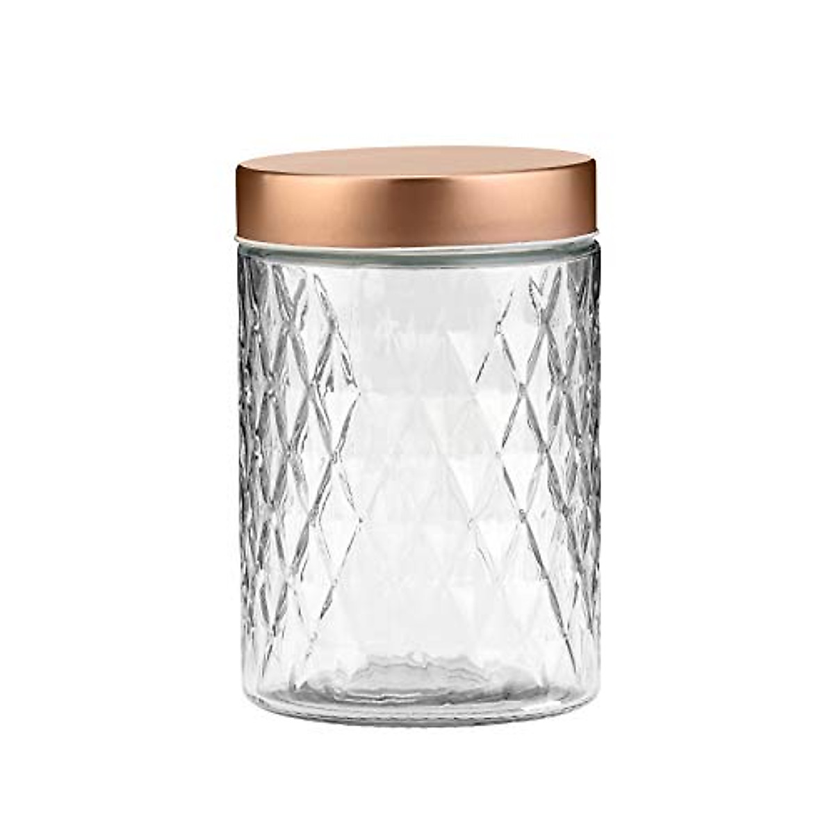 Amici Home Desmond Glass Canister | Set of 3 | Dry Food Storage Container with Airtight Copper Lid | Clear Glass Jar for Kitchen & Pantry Organization | 32, 48, & 60 Oz