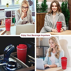 Coffee Travel Mug,14OZ Double Walled Insulated Vacuum Coffee Tumbler With Leakproof Flip Insulated Coffee Mug, For Hot And Cold Water Coffee And Tea In Travel Car Office School Camping (Red, 14OZ)