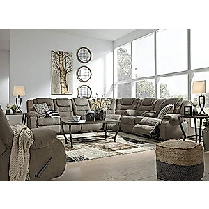Signature Design by Ashley McCade Contemporary Manual Pull Tab Reclining Loveseat with Center Console, Gray