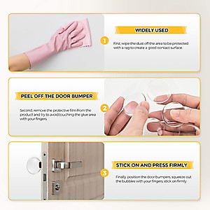 Door Stopper Wall Protector, Door Bumpers for Walls with Strong Back Adhesive Door Knob Wall Protector for Kitchen Cabinets (Clear, 6pcs)