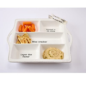 Mud Pie Circa Snack 5 Section Server, White, 12.5" x 12.5"