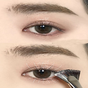 TEONEI Fan Mascara Brushes Eyelash Eyebrow Brush Makeup Brush Eye Lashes Makeup Tools Eyelash Brush Eyebrow Brush Eye Shadow Brush,2Pcs (Wooden Handle)