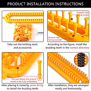 Katech Rectangle Knitting Looms 47 cm Long Green Plastic Weaving Looms Set Scarf Hats Making Tools DIY Crocheting Handmade Craft Kit with a Crochet Hook and Needle for Knitting Lovers (Green)