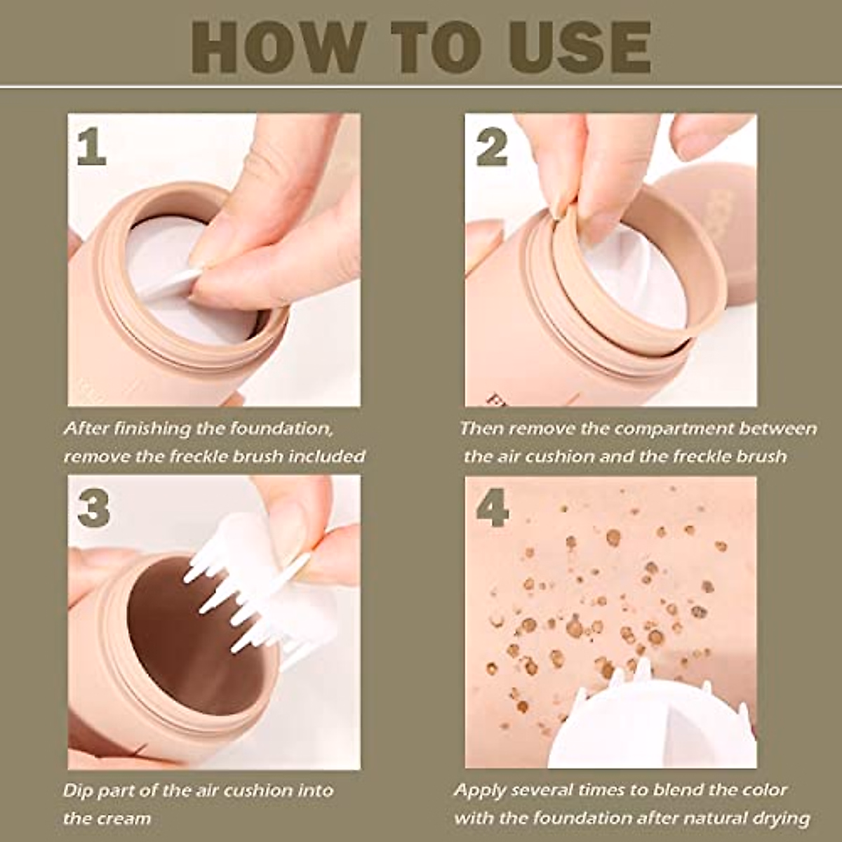 Liquid Fake Freckle Stamp Pen，Freckles Liquid Air Cushion Stamp,Magic Long Lasting Waterproof Quick Dry Natural Like Fake Freckle Pen Makeup Stamp,A Sunny Freckled Look Just For You(01# Saddle Brown)