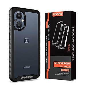 wahhle Oneplus Nord N20 5G Case, Built in Screen Protector Full Body Shockproof Slim Fit Bumper Protective Phone Cover for 1+ Nord N20 5G Men Women-Black/Clear