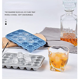 Ice Cube Trays, Diamond-Shaped Ice Cube Molds Maker, Flexible 24-Ice Trays Maker with Lid for Chilling Whiskey Cocktails, Easy Release Stackable Ice Trays,1 Inches Ice Cube (bule)