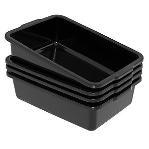 Nihenok 4 Pack Large Commercial Bus Boxes, 35 L Plastic Utility Bus Tote, Black
