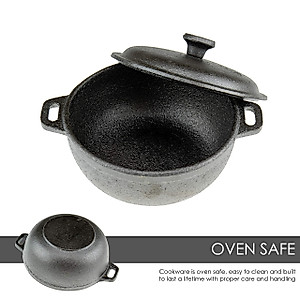 Heavy Duty Pre Seasoned Mini Cast Iron Dutch Oven Set of 3, Oven Safe Cooker, Black