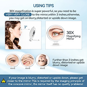 B Beauty Planet 30X Magnifying Mirror, Magnifying Mirror with Stand and Tweezers, Handheld Mirror with 30X/1X Magnification, Compact Mirror for Traveling, 30X Makeup Mirror for Pluck Eyebrows