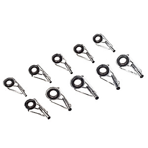 BASUNE Spinning Rod Guides Tip Ceramic Guide with Eyelets, Fishing Rod Guide Replacement Tip Spare Parts Repair and Tips Repair Eye Loop Kit with Box for Spinning Rods Sea Fishing (10 Size - 80Pcs)