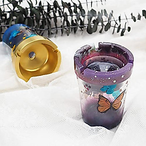 Double Layer Resin Ashtray Mold Kit - Unityown Car Ashtray with Lid Smell Proof - DIY Crystal Silicone Molds for Epoxy Resin Tray Making Tools - Holiday Gift for Father or Boyfriend