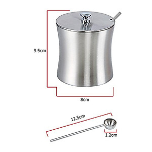 Fladess New Hot Stainless Steel Salt Pepper Bottle Cruet Condiment Sugar Jar Sugar Bowl Kitchen Tool with Spoon
