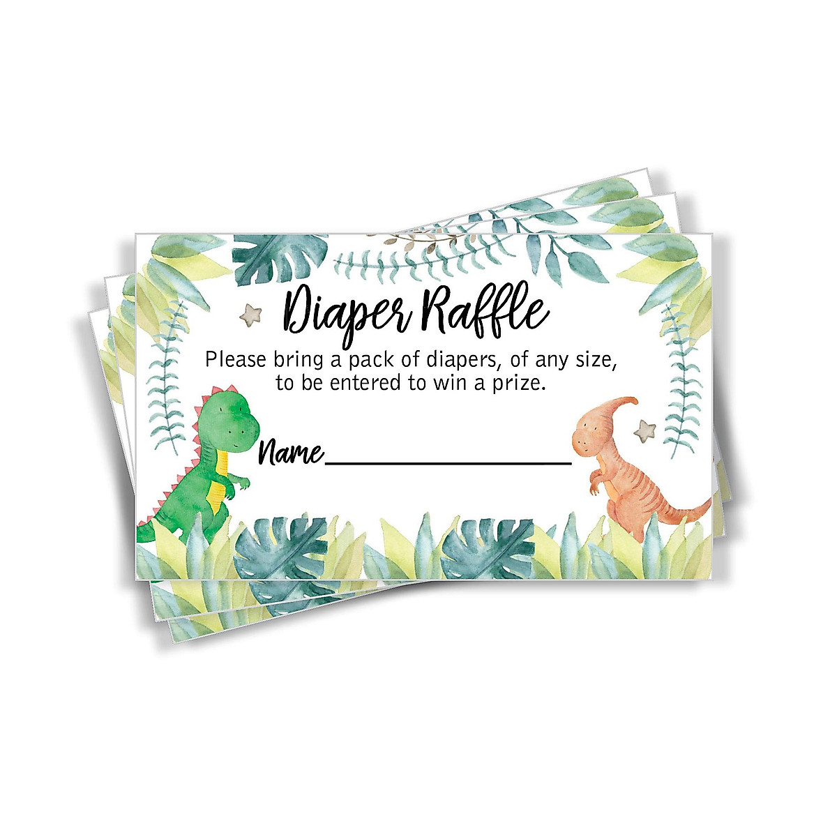 All Ewired Up 50 Dinosaur Diaper Raffle Tickets Diaper Raffle Ticket Lottery Insert Cards Baby Shower Invitations, Supplies and Games for Baby Reveal Party, Gender Neutral Bring a Pack of Diapers
