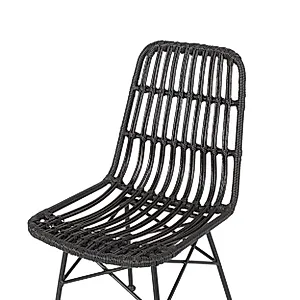 GDFStudio Indoor Wicker Dining Chairs (Set of 2), Gray and Black