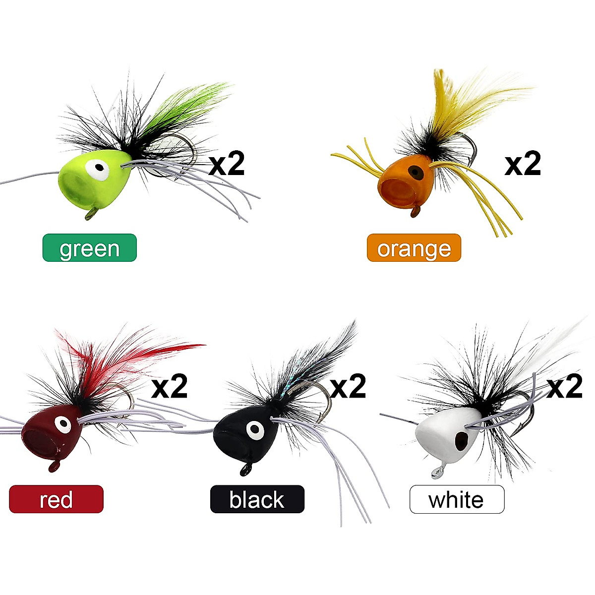 Fly Fishing Poppers, Topwater Fishing Lures Bass Crappie Bluegill Sunfish Panfish Trout Salmon Perch Steelhead Flies for Fly Fishing Bass Panfish Bluegill Trout Salmon