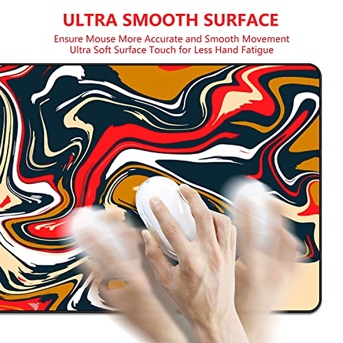 【5 Colors 3 Sizes】 Marbled Design Fluid Pattern Large Mouse Pad Gaming Giant Big Desk Mat Desk Pad Computer Keyboard Mousepad with Stitched Edge for Home Office Work - 31.5" L*11.8" W
