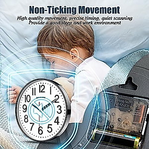 QPEUIM Wall Clock Wall Clocks Silent Non-Ticking Battery Operated Large Easy to Read with Stereoscopic Dial Ultra-Quiet Movement Quartz for Office Classroom School Home Kitchen (10 inches)