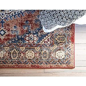 Unique Loom Utopia Collection Area Rug - Larissa (5' 1" x 8' Rectangle, Terracotta/ Blue)