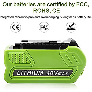 2-Pack High-Output 6.0Ah 40V Battery for GREENWORKS 40-Volt Tools Battery (G-MAX 40V System)
