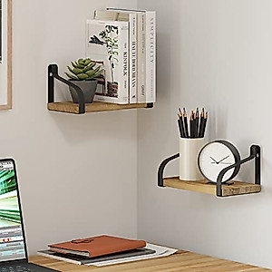 You Have Space Prato 9" Floating Shelves for Living Room Decor, Small Book Shelves for Bedroom, Bathroom & Kitchen Organization and Storage Shelves for Wall, Burnt, Set of 2