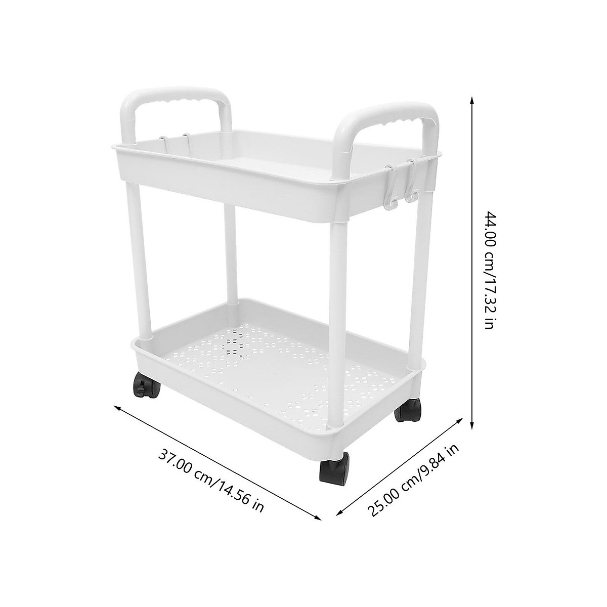 Mobile Double Layer Cart Storage Rack 2 Tier Rolling Cart Rack with Wheel Cart with Wheels Organizer Movable Bookshelf Cart Laundry Cart on Wheels Diaper Cart Dorm Cart Tiered Cart