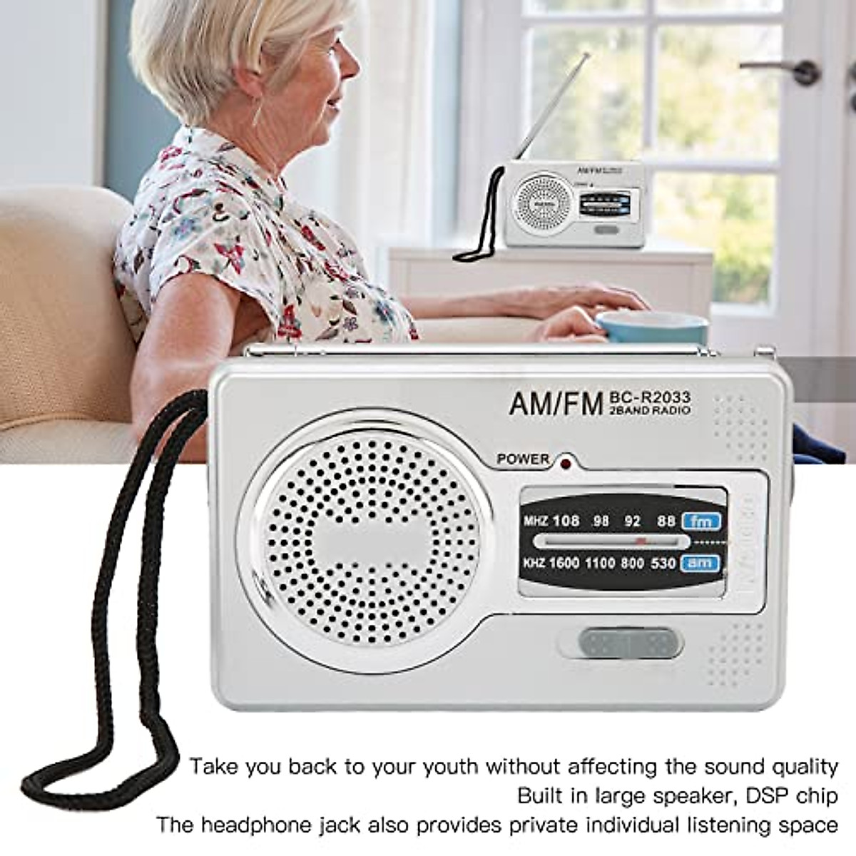 GOWENIC Portable Radio, Mini Pocket AM FM Transistor Radio Battery Powered Weather Radio with Loudspeaker Headphone Jack for Home, Outdoor Travel, Entertainment, Emergency Use