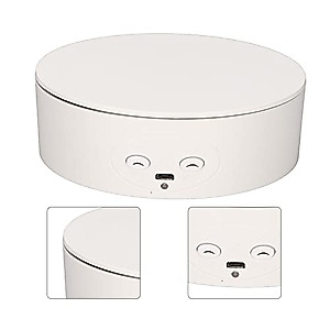 Tharyee Electric Rotating Display Stand, 360 Degree Rotating Turntable, 360 Degree Rotating Display Stand Maximum Load 6.6lb Electric Rotating Turntable for Wine Bottles Cosmetics (White)