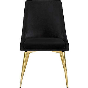Meridian Furniture Karina Collection Modern | Contemporary Velvet Upholstered Dining Chair with Sturdy Metal Legs, Set of 2, 19.5" W x 21.5" D x 33.5" H, Black