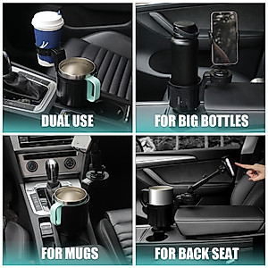 Master Show 2-in-1 Car Cup Holder Cell Phone Holder, Large Car Cup Holder Expander with Phone Holder, Cell Phone Holder for Car, Compatible with iPhone, Samsung & All Smartphones