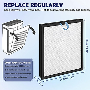 2 Pack Vital 100S Replacement Filters Compatible for LEVOIT Vital 100S/100S-P Air Cleaner Purifiers, 3-in-1 H13 True HEPA, High-Efficiency Activated Carbon Filters, Part # Vital 100S-RF