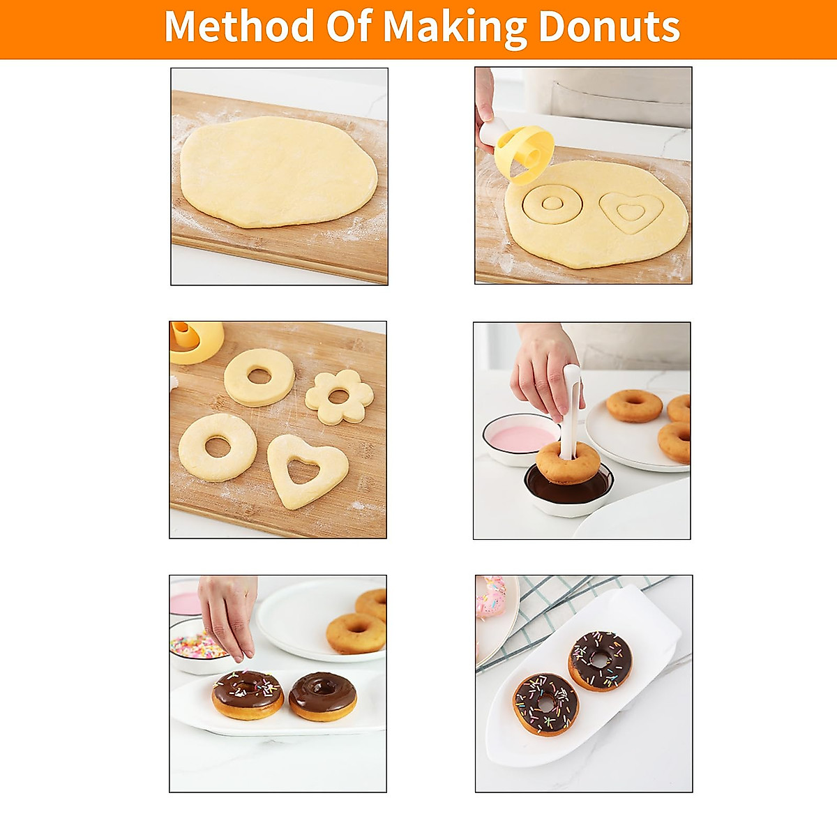 Donut Cutter with Dipping Plier, Donut Maker DIY Doughnut Cutter Biscuit Stamp Mould Desserts Cutter mould Kitchen Baking Tool